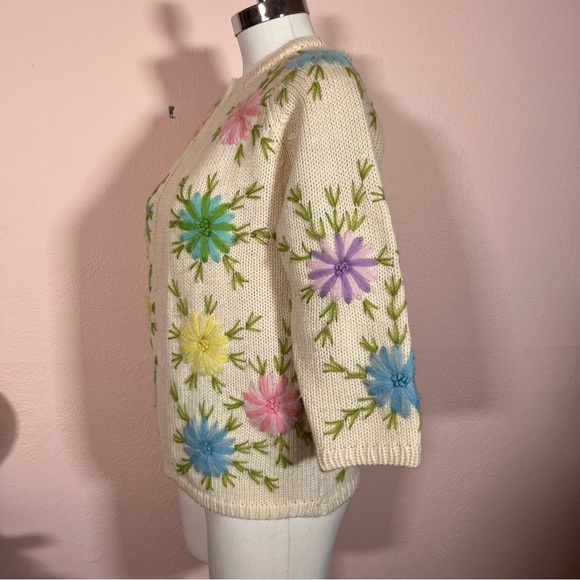 Vintage | Sweaters | Vintage 4 50 Retro Cottagecore Hand Embroidered ...